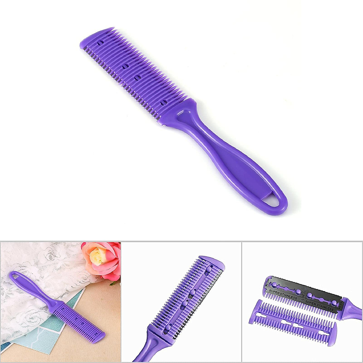 Hair Razor Trimmer Comb, Dual Sides Cutting Slim Haircuts Blade Hair Trimmer Comb for Beauty Salon Home Hairdressing