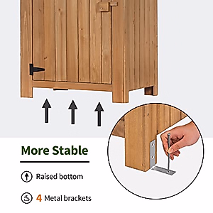 MCombo Outdoor Wood Storage Cabinet, Small Size Garden Cupboard with Door and Shelves, Outside Tools Shed for Patio (30.3"x21.2"x53.9") 0733 (Beige)