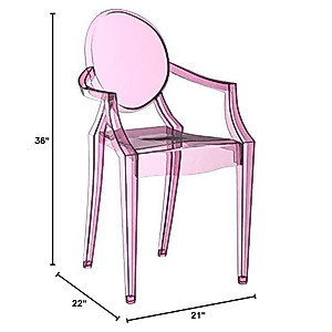 Modway Casper Modern Acrylic Stacking, Two Dining Armchairs, Pink