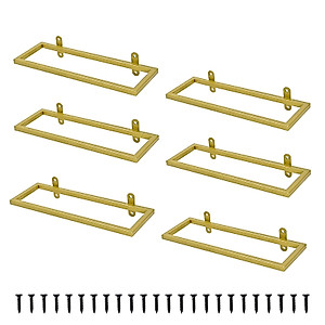 UOIENRT [6 Pack] Wine Rack Wall Mounted, Gold Rectangular Wine Rack Wine Bottle Holder Display Rust-Proof, Red Wine Shelf Perfect for Kitchen Bar Restaurants Cabinets Basements Wine Cellars