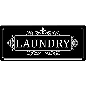 ABREEZE Black Rug Laundry Room Runner Rug Laundry Rug Laundry Floor Mat Durable Washhouse Mat Black Rug Non-Slip Doormat Farmhouse Rug 20x59