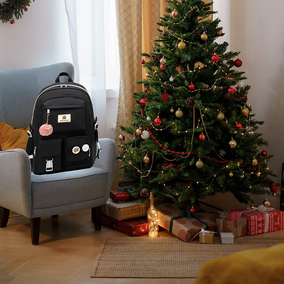 HIDDS Laptop Backpacks 15.6 Inch School Bag College Backpack Anti Theft Travel Daypack Large Bookbags for Teens Girls Women Students (Black)