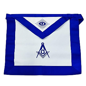 Masonic Apron Synthetic Leather Blue Lodge Master Mason Blue Grosgrain Ribbon Borders