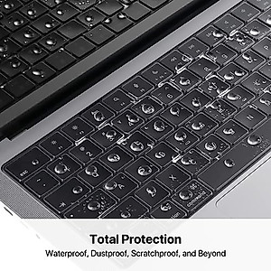 Afterplug Ultra-Thin Keyboard Cover (US ANSI) + Mac OS Shortcuts Sticker for M2 M3 MacBook Air 13" & 15" and M1–M4 MacBook Pro 14" & 16" – Clear Cover; Clear Sticker for Light-Colored MacBooks