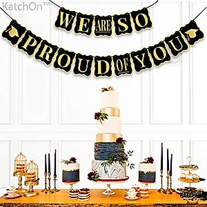 We Are So Proud Of You Banner - No DIY, Congratulations Decorations | Black and Gold Graduation Decorations 2023 | Graduation Banner, Graduation Party Decorations 2023 | Class of 2023 Decorations
