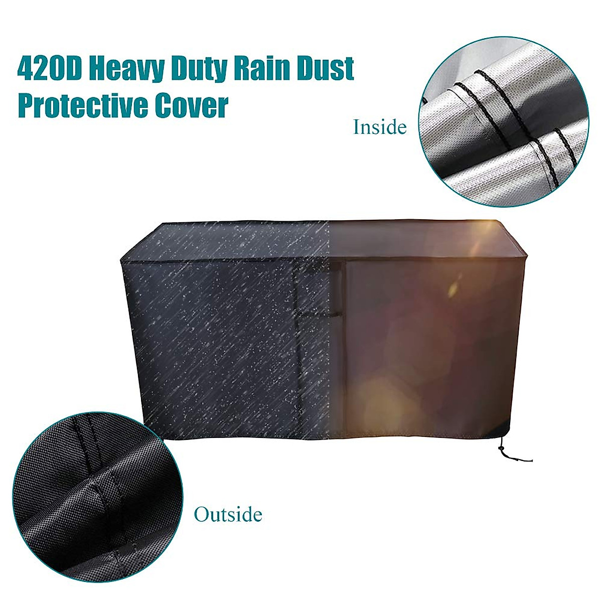 Flymer Patio Deck Box Cover Waterproof 50 Inch, All Season Outdoor Furniture Cover, Black