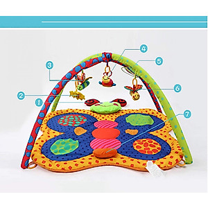 KUANDARM Baby Butterfly Pattern Play Mat with 8 Different Pendant Toys Infants Gym Activity Centre Fitness Frame for 1-18 Month