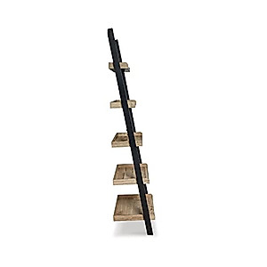 Signature Design by Ashley Gerdanet Urban Industrial 4 Shelf Ladder Bookcase, Light Brown & Black