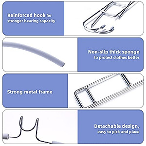Nature Smile 2 Pack 5 in 1 Anti Slip Multiple Sweater Coat Hangers,Multi Layers Wardrobe Clothes Rack,Heavy Duty Metal Space Saver Shirt Blouse Hanger Closet Storage Organizer,Light Grey Color