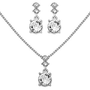 NINE WEST Silver-Tone and Crystal Necklace and Earrings Set