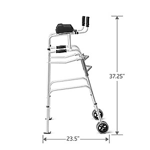 Medline Upright Walker with 5” Dual Wheels, Forearm Walker with Armrests, Height Adjustable, 300lb Weight Capacity