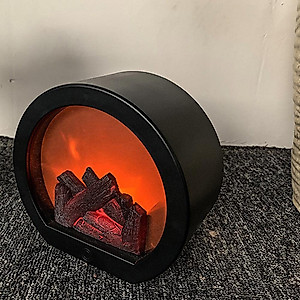 LED Fireplace Lamp, Round Touch-Sensitive, with Realistic Flame Simulation, Home Decor for Indoor Outdoor, 18.5 × 20 × 10cm