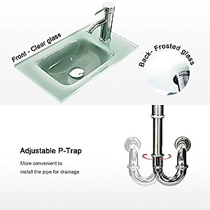 eclife Bathroom Vanity W/Sink Combo, 18.4” for Small Space MDF Modern Design Wall Mounted Vanity Set, Porcelain Ceramic Sink Top, Chrome Faucet (F-A15E01W)