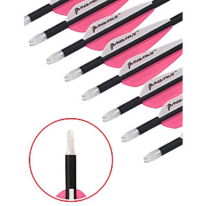 PANDARUS Archery Carbon Arrows 28-Inch Safety Beginner's Target Practice for Compound & Recuve Bow - (Pack of 12) Pink