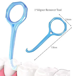 HRASY Oral Care Disassembly Kit/7pcs Including 1 Retainer Case With Mirror and Vent Holes | 1 Aligner Remover Tool | 4 Elastic Rubber Bands Placers | 1 Cleaning Brush (Blue)