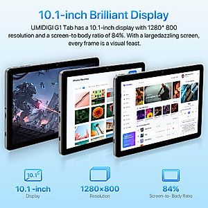 UMIDIGI G1 Tab Android 13 Tablet 2024, 8（4+4） GB+64GB 1TB Expand, Wi-Fi 6 Model, 10.1 inch Tablet with Quad-Core Processor up to 2.0 GHz, 6000mAh, Dual Camera, BT, 1280 * 800 HD IPS Touch Screen