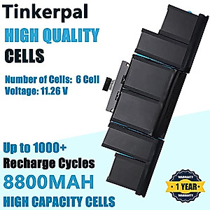 Tinkerpal A1494 Laptop Battery Compatible with MacBook Pro 15 inch Retina A1398 Late 2013 Mid 2014 Early 2015 Version, ME293 ME294 MGXA2 MGXC2 MJLQ2 MJLT2 MJLU2 11.26V 95Wh