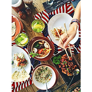 July 4th 2-Sided Reversible Disposable Paper Place Mats, Patriotic American Flag/Fireworks, 14 x 10-Inches, 22-Count by Iconikal