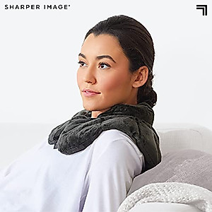 SHARPER IMAGE Warm & Cooling Herbal Aromatherapy Neck & Shoulder Plush Wrap Pad for Soothing Muscle Pain and Tension Relief Therapy, 100% Natural Lavender & Herb Spa Blend, Holiday Gift