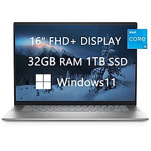 Dell 2023 Newest Upgraded Inspiron Laptops for College Student & Business, 16 inch FHD+ Computer, 12th Gen Intel Core i5-1235U 10-Core, 32GB RAM, 1TB SSD, Fast Charge, USB-C, Lightweight, Windows 11
