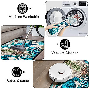 Coastal Runner Rug for Hallway 2x6 Sea Turtle Hallway Rugs Nautical Throw Rug Blue Turtles Beach Ocean Life Teal Marine Animal Area Rug Non-Slip Floor Carpet for Bedroom Entryway Door Mat Washable Rug