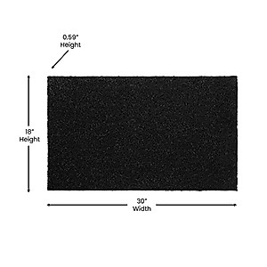Flash Furniture Harbold Indoor/Outdoor Coir Doormat - Solid Black Fibers - 18" x 30" - Non-Slip Backing