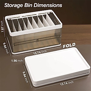 Storage Bin With Lid, 3 pack foldable storage bin, Stackable plastic closet organizer, Divider with handle, Foldable drawer organizer for toys and clothing