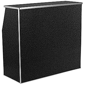 Flash Furniture Amara 4' Black Marble Laminate Foldable Bar - Portable Event Bar