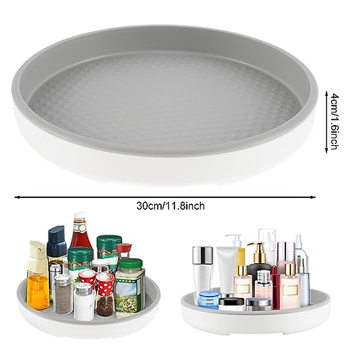 Ghopy Lazy Susan Turntable Organizer 360 Degree Rotating Spice Rack Reusable Spinning Cosmetic Makeup Tray Multipurpose Cabinet Spinning Containers for Kitchen Pantry Countertop Cabinet