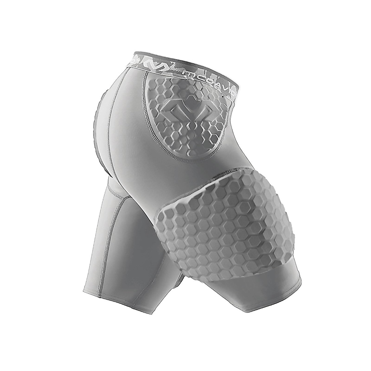 McDavid Hex Dual-Density Shorts with Contoured Wrap-Around Thigh, Gray, 3X-Large