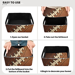 Kcldeci Angled Laces Of A Football Storage Bins Baskets for Organizing 2Pack, Sturdy Storage Basket Foldable Storage Baskets for Shelves Closet Nursery Toy
