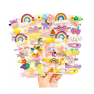 52Pcs Hairpin Candy-colored girls hair accessories,kids hair clips,toddler clips,rainbow hair clips,Flower Rainbow Candy Fruits Butterfly Cute Cartoon pattern.