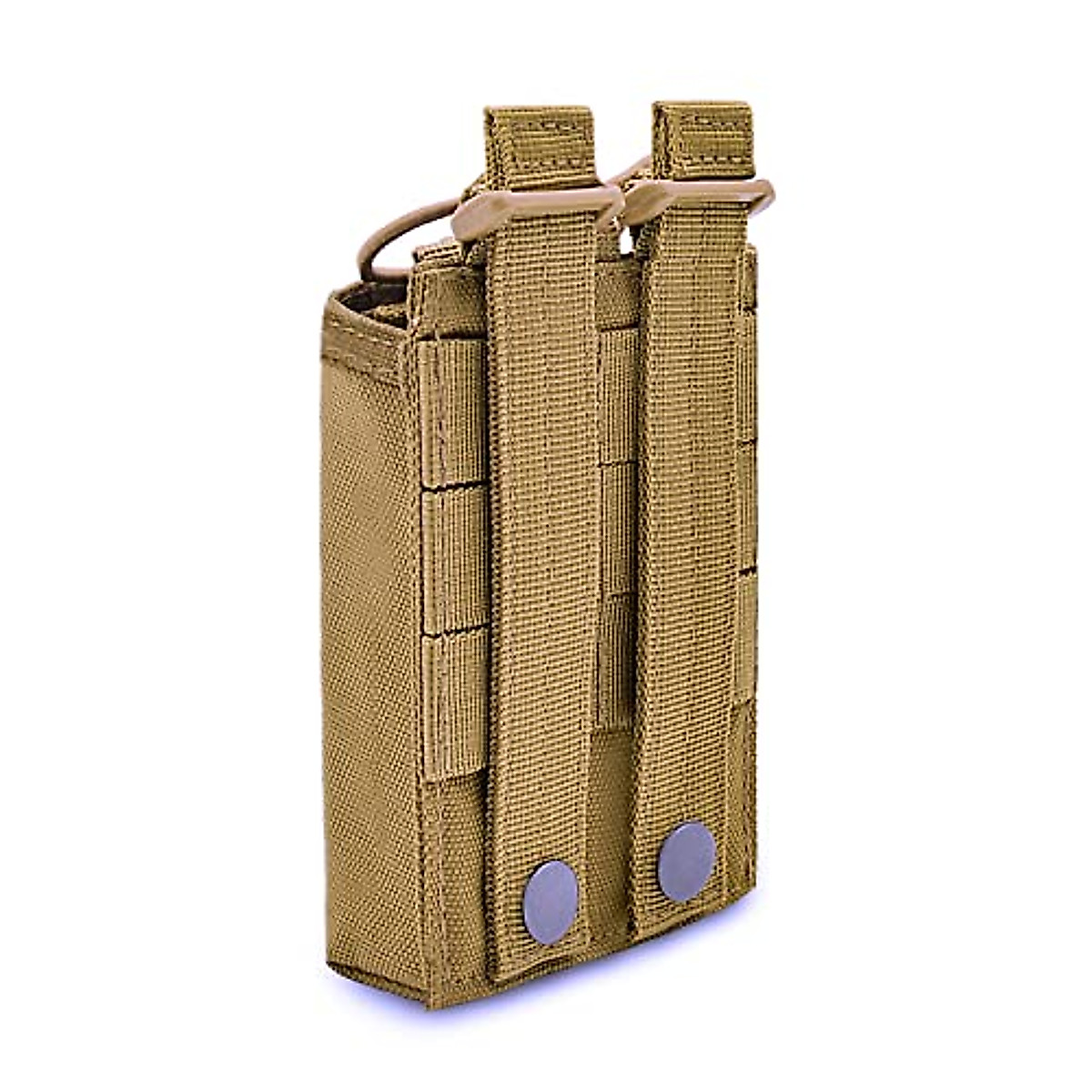 Molle Radio Pouch Radio Holster Tactical Radio Holder Duty Belt Accessories Military Heavy Duty Radio Bag for Two Ways Walkie Talkies Adjustable Storage with 1 Pack Patch (Tan)