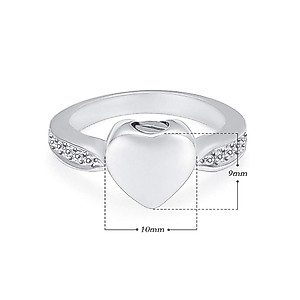 Yinplsmemory Heart Cremation Ring for Ashes for Women Men Keepsake Finger Ring Urns for Ashes for Loved One Stainless Steel Engravable Urn Jewelry for Dad Mom Size（5,6,7,8,9,10）
