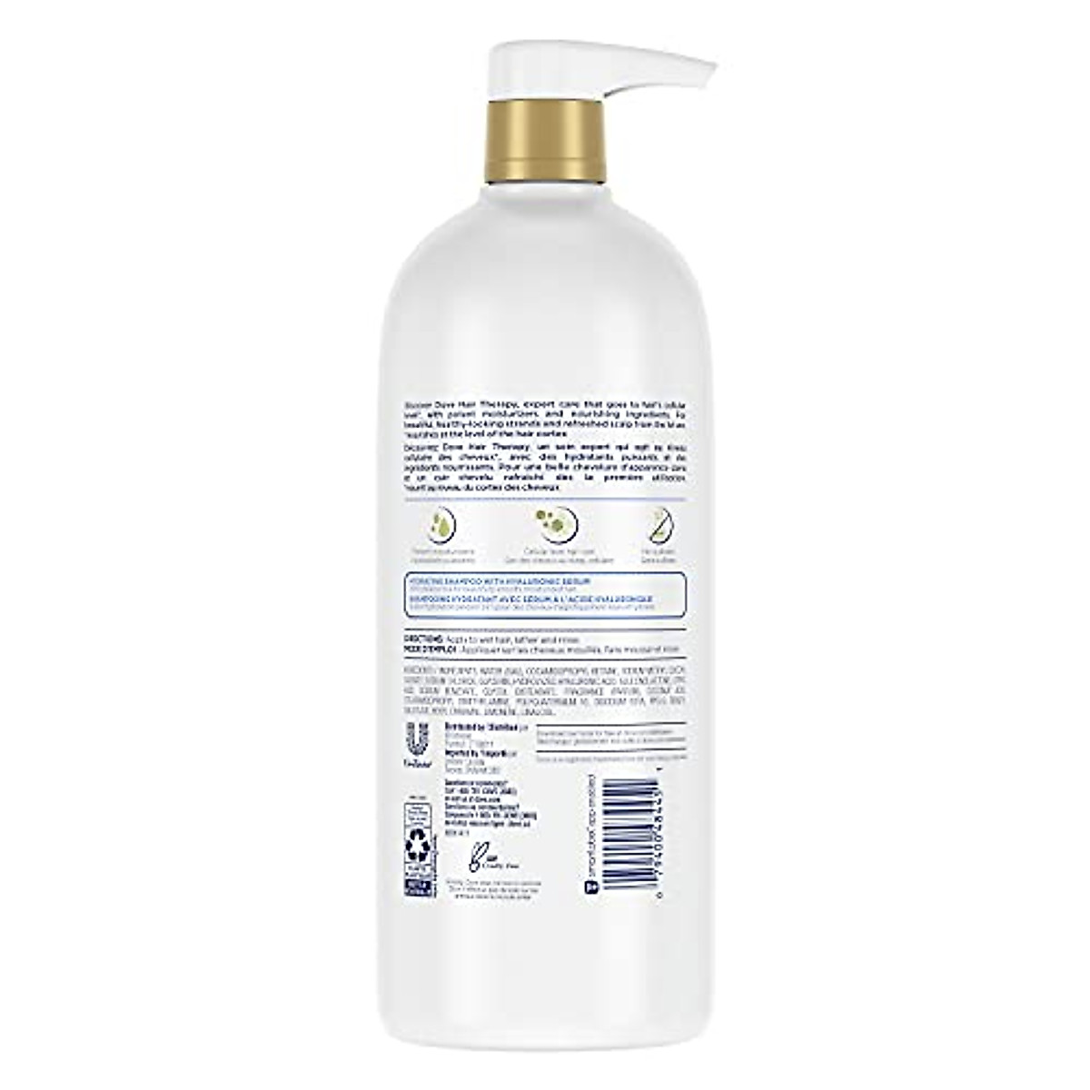 Dove Hydration Spa Therapy Shampoo with Hyaluronic Serum for Dry Hair, 33.8 Fl Oz