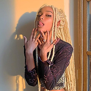 ZRQ 24 Inch 613 Soft Locs Blonde Faux Locs Crochet Braids Hair,6 Packs Pre-looped Blonde Goddess Locs Afro Roots 613 FauxLoc Dreadlocks Extended Soft loc For Woman 613#