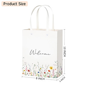 Crisky Wildflower Welcome Bags for Wedding Hotel Guests, Candy Buffet Bags, Wedding Gift Bridal Baby Shower Favor Bags, 10"x8"x4", 25 pcs