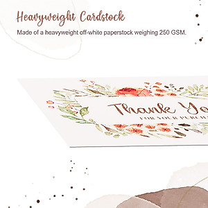 MATICAN Thank You For Your Order Cards, 100-Pack Floral Thank You For Your Purchase Cards, 2 x 3.5 Inches, Business Card Size