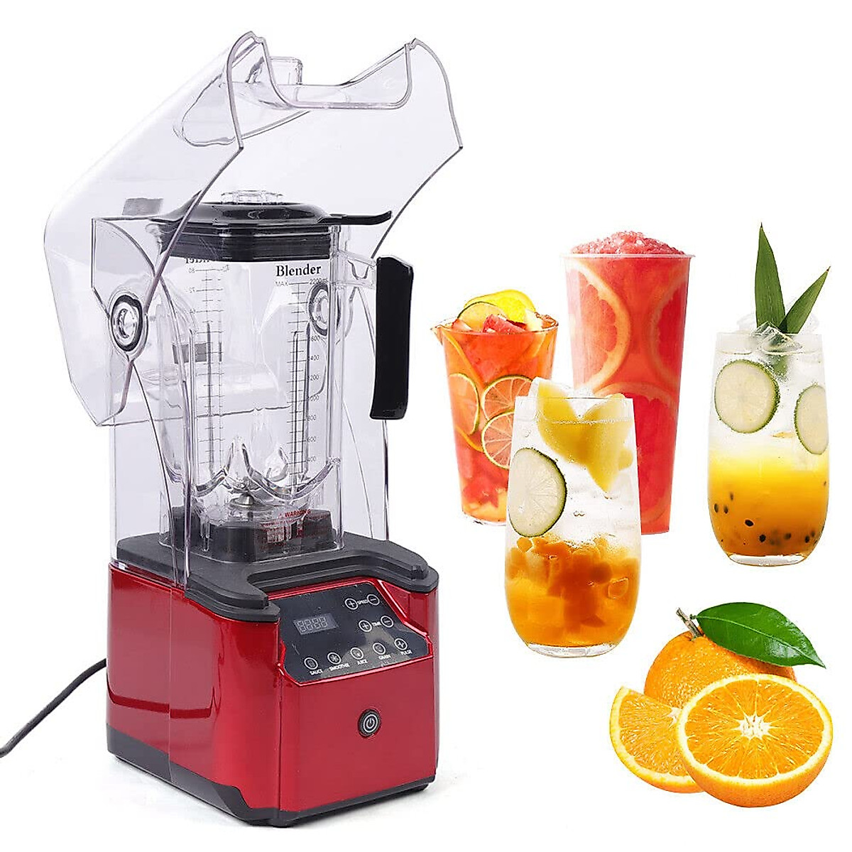 LYNICESHOP Professional Commercial Blender, Soundproof Cover Blender With Shield Quiet Sound Enclosure Quiet Commercial Blender for Crushing ice, Smoothie, Puree