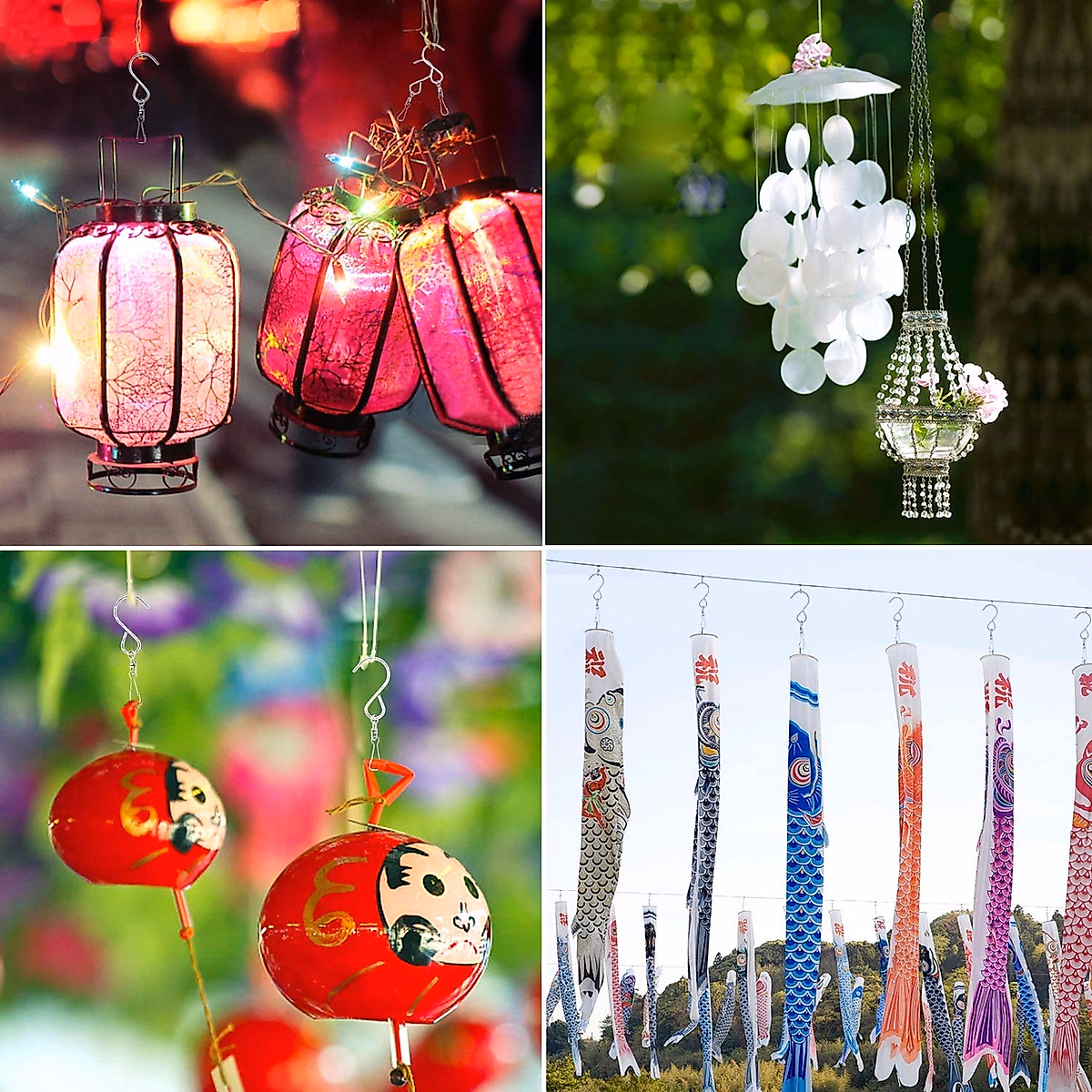 Lainin 12 Pack Stainless Steel Swivel Clip Hanging Hooks for Hanging Wind Spinners Wind Chimes Crystal Twisters Lighting Bulbs Party Supply…