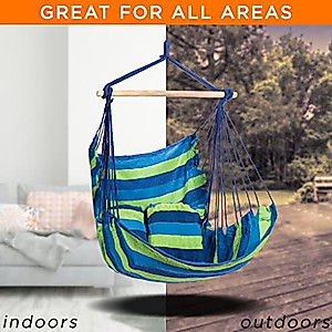 Sorbus Stylish Swing Chair - Fine Cotton Weave for Super Comfort & Durability- Hanging Hammock Chair w/2 Seat Cushions- Portable Outdoor Hanging Chair w/Hardware Kit - Indoor Outdoor Use - Max 265lbs