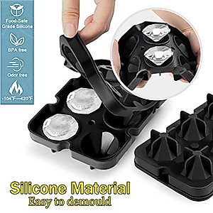 SAWNZC Ice Cube Trays, Diamond Ice Cube Molds Reusable Silicone Flexible 6-Ice Trays Maker with Lid for Chilling Whiskey Cocktails, Easy Release Stackable Ice Trays with Covers(Update Version)