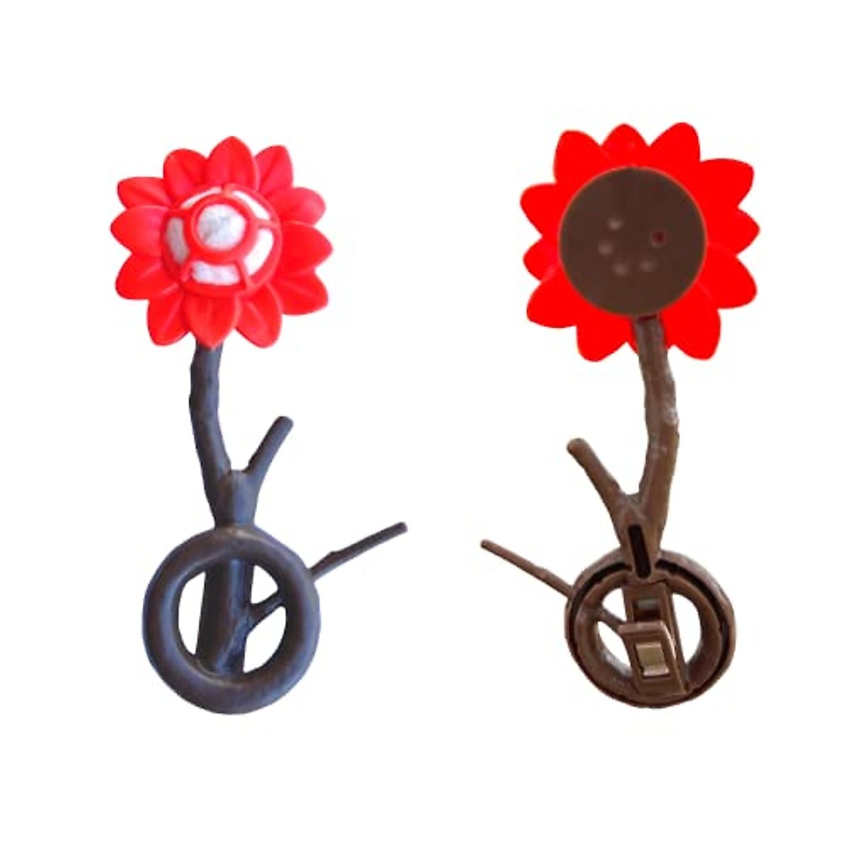 Quackups 5.5" Hummingbird Nesting Home with Nesting Fibers Enclosed in Red Flower, Easily Clips on Branch, Bushes for Outdoor Patio Garden
