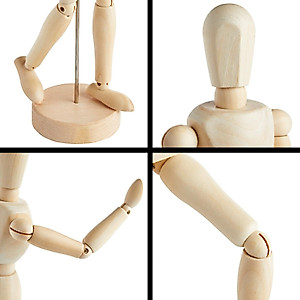 3 Pack Posable Art Figure Model, Flexible Wooden Drawing Mannequin for Artists, Sketching (13 in)