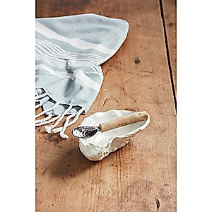 Mud Pie Oyster Shaped DIP Set, 6 1/2" x 4 1/4" | Spoon 5 1/2", White