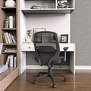 KOLLIEE Mid Back Mesh Office Chair Ergonomic Swivel Black Desk Office Chair Flip Up Armrests with Lumbar Support Adjustable Height Computer Task Chairs