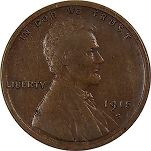 1915 S Lincoln Wheat Cent F Fine Penny 1c Coin SKU:I4224