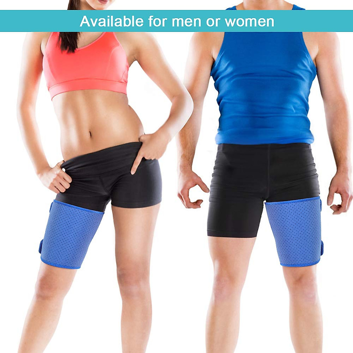 Thigh Support, Super Breathable Thigh Compression Brace Thigh Support Wrap with Anti-Slip Lining for Men & Women Hamstring Injury Prevention and Recovery