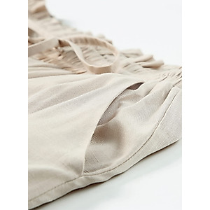 Dokotoo Women Beach Fashion High Waist Drawstring Wide Leg Long Pants with Pockets Casual Loose Breathable Lounge Yoga Trousers Ladies Beach Vacation Clothes for Women Beige XL