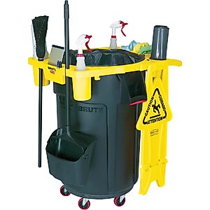 Rubbermaid Commercial Products BRUTE Trash Can Caddy for 44-Gallon BRUTE Garbage Bins, Black, Cleaning Caddy Storage